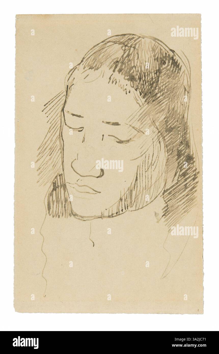 This sketch by Paul Gauguin studies the head of a Tahitian woman ...