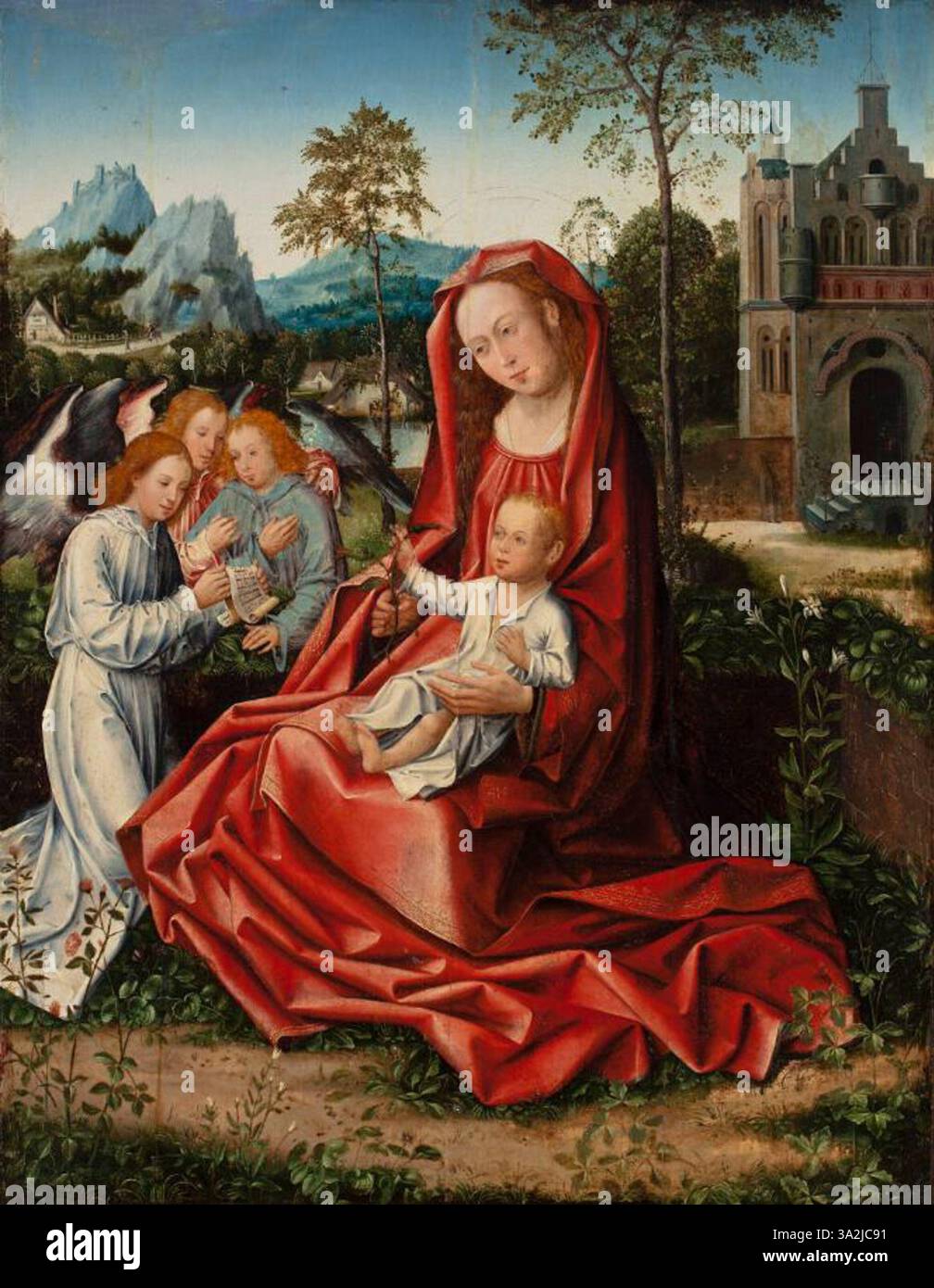 This artwork by a follower of Bernard van Orley depicts the Virgin Mary with the Christ Child ...