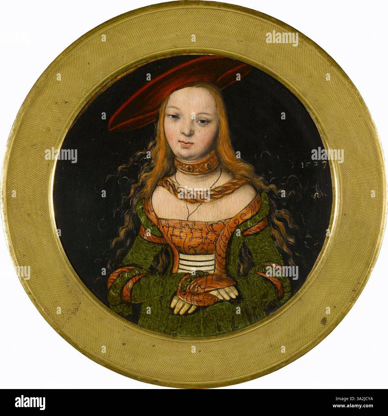 This roundel portrait by Lucas Cranach depicts a young woman from the ...