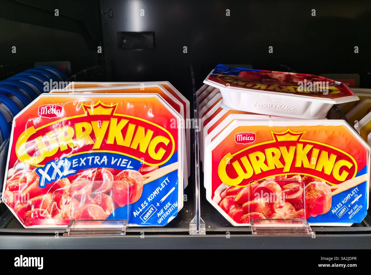 Kiel, Germany, 12 March 2025, Packages of CurryKing XXL extra viel ...