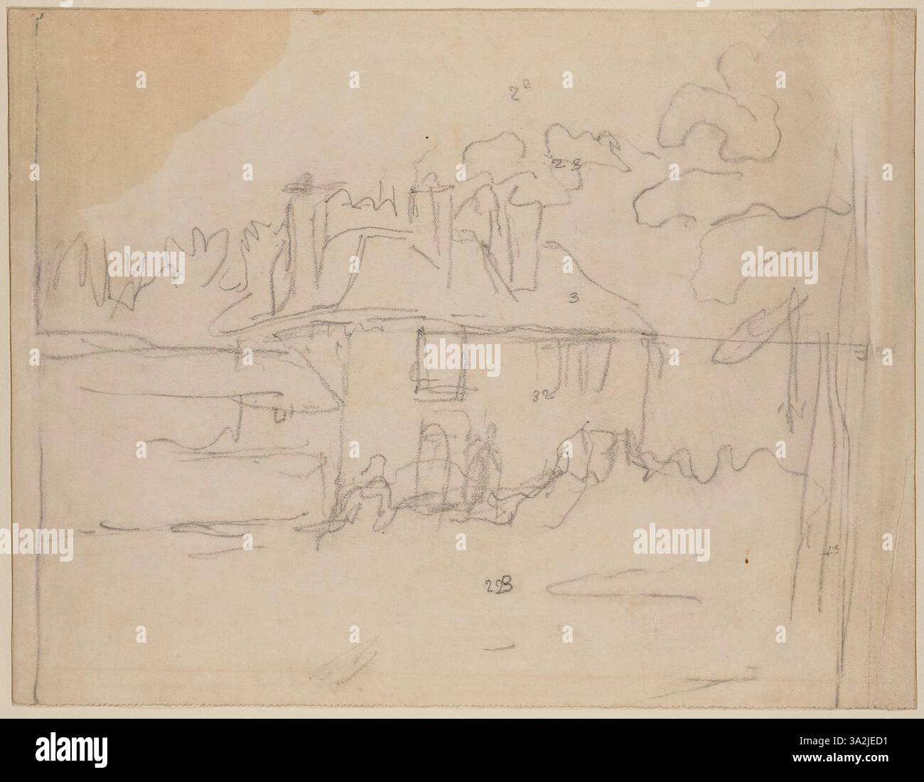 This landscape by Gwen John depicts a modest house nestled among trees ...