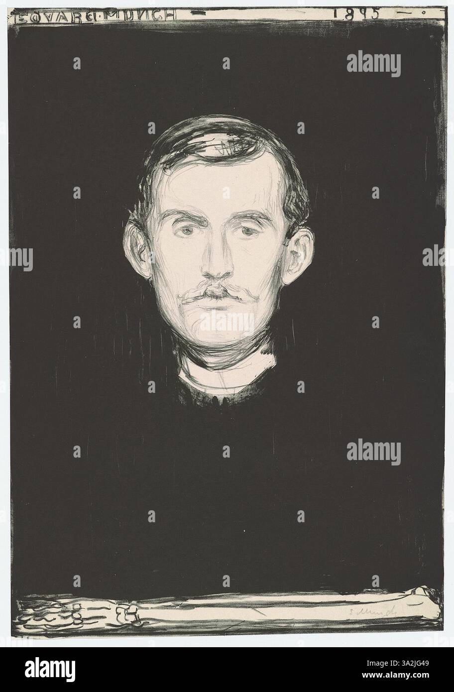 This self-portrait by Edvard Munch depicts the artist with a solemn ...