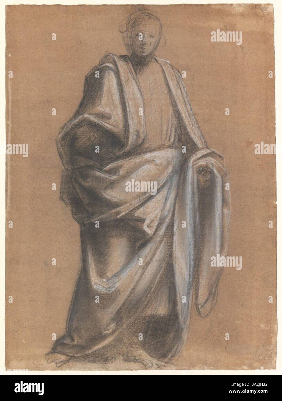 This preparatory study by Fra Bartolommeo depicts a standing prophet ...