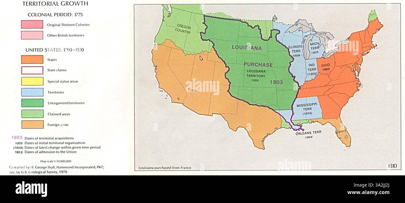 1810 usa map hi-res stock photography and images - Alamy