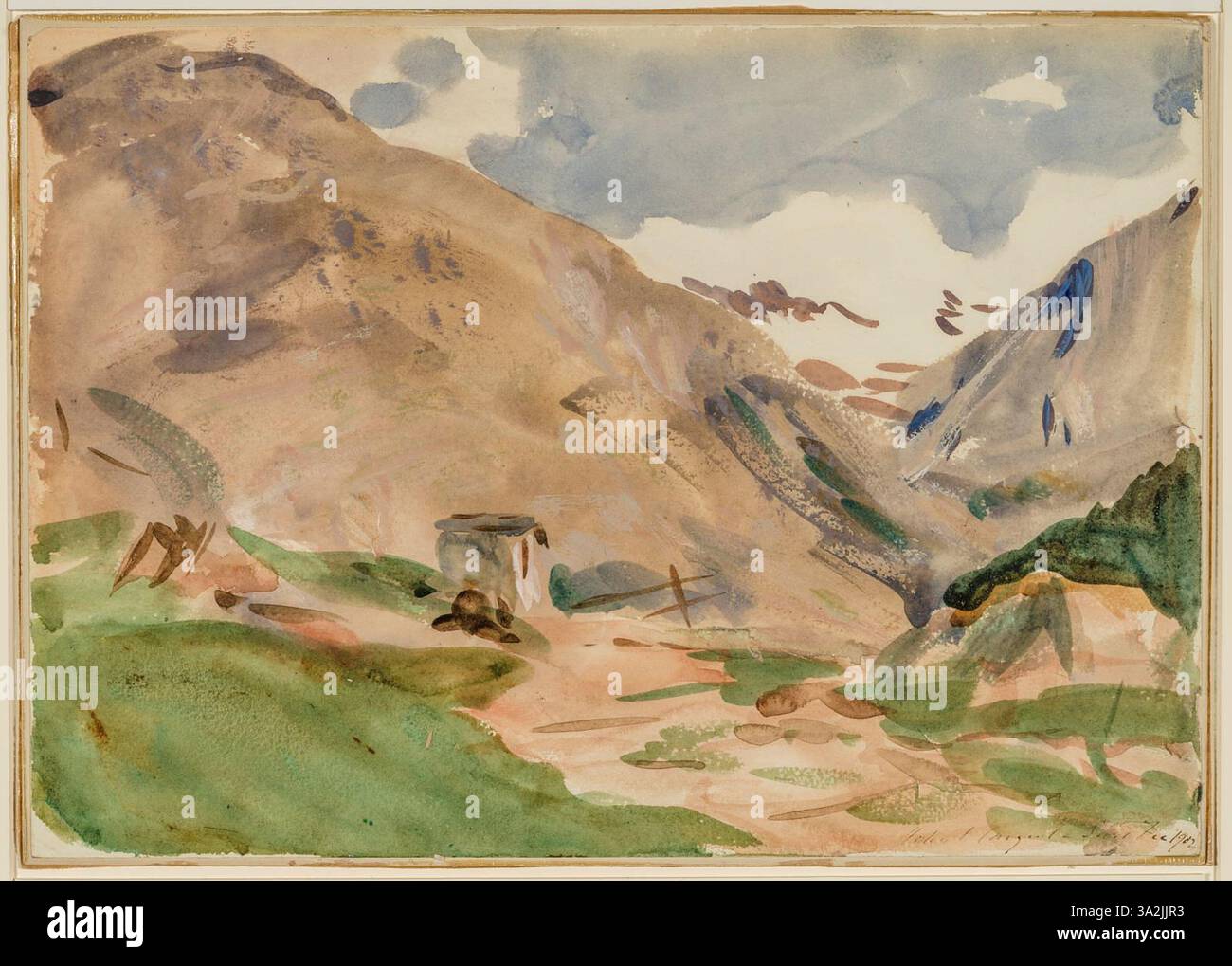 This watercolor by John Singer Sargent depicts the mountainous ...