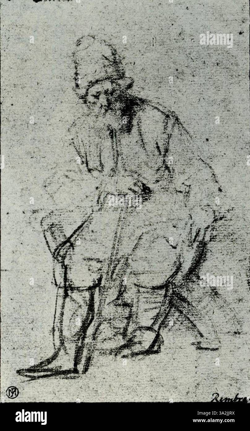 In Benesch 0727, Rembrandt uses his signature chiaroscuro technique to ...