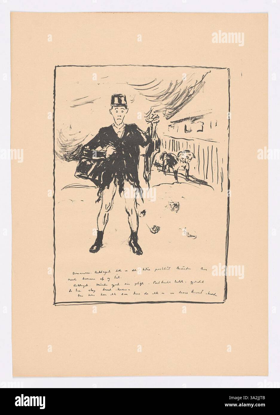 'The Dog Attacking the Postman' by Edvard Munch presents an action ...