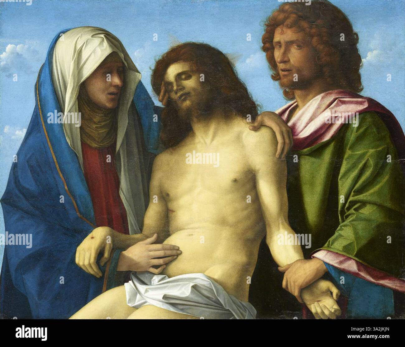 This painting by Giovanni Bellini, created between 1490 and 1500, depicts the lamentation of ...