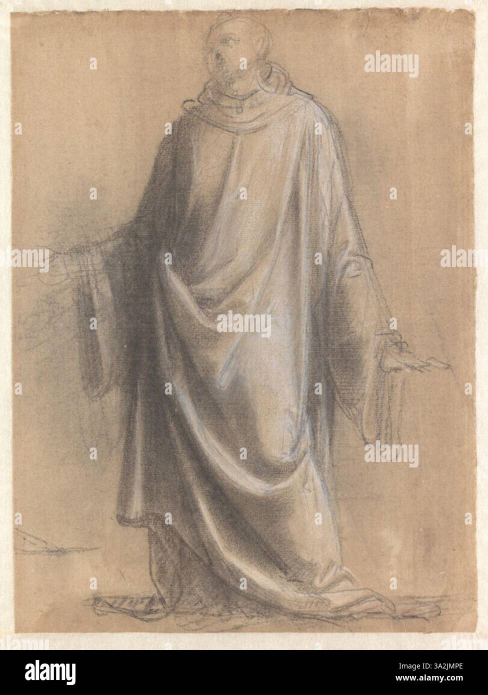 This study by Fra Bartolommeo depicts a standing monk with extended ...