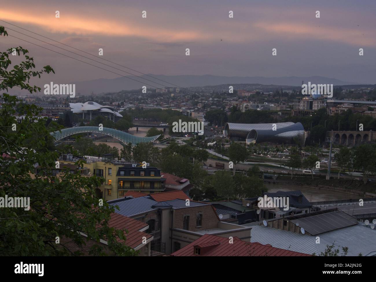 April 29, 2014 - aerial view of Bridge of Peace, concert hall and ...