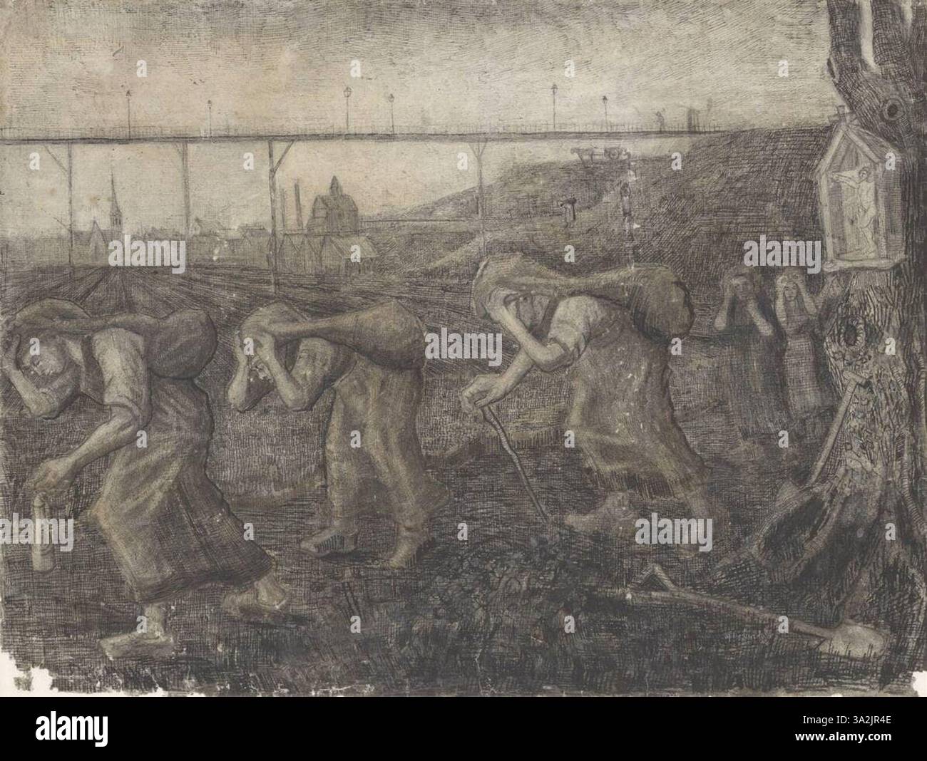 In this painting, Vincent van Gogh depicts the burden of labor through ...