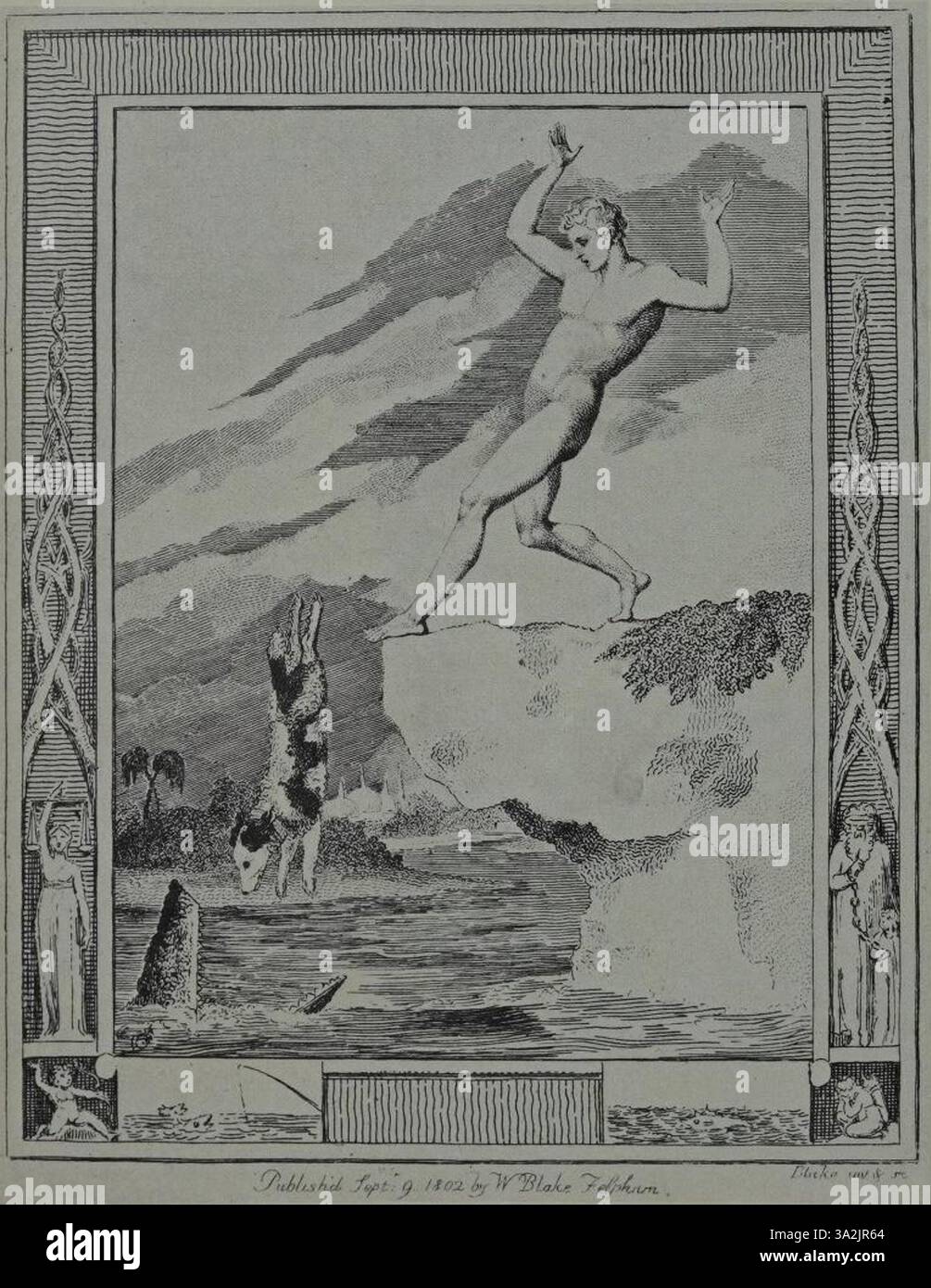 Blake's 395 depicts the allegorical battle between human weakness and ...