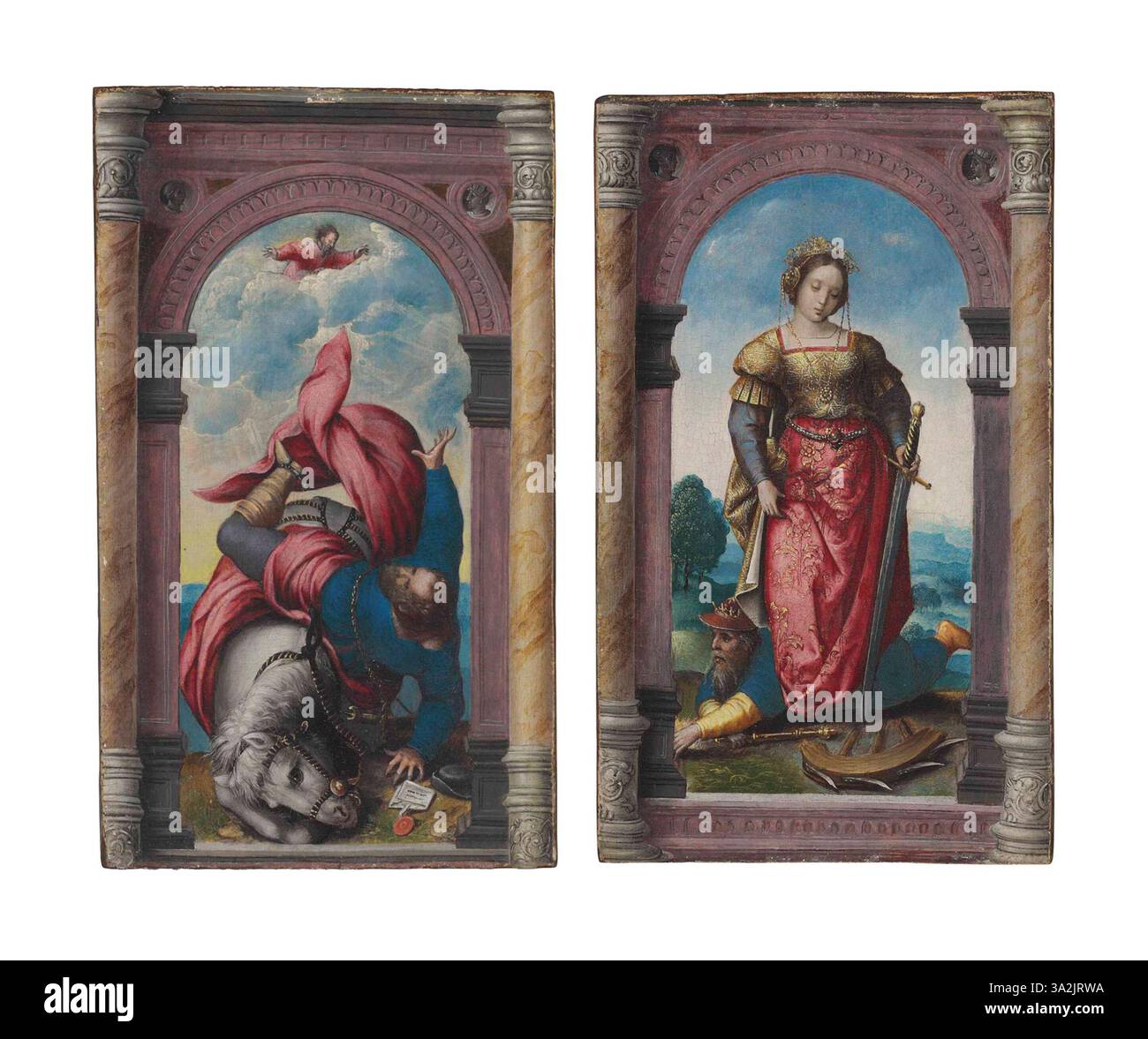 This diptych features Saint Catherine of Alexandria defeating Emperor ...