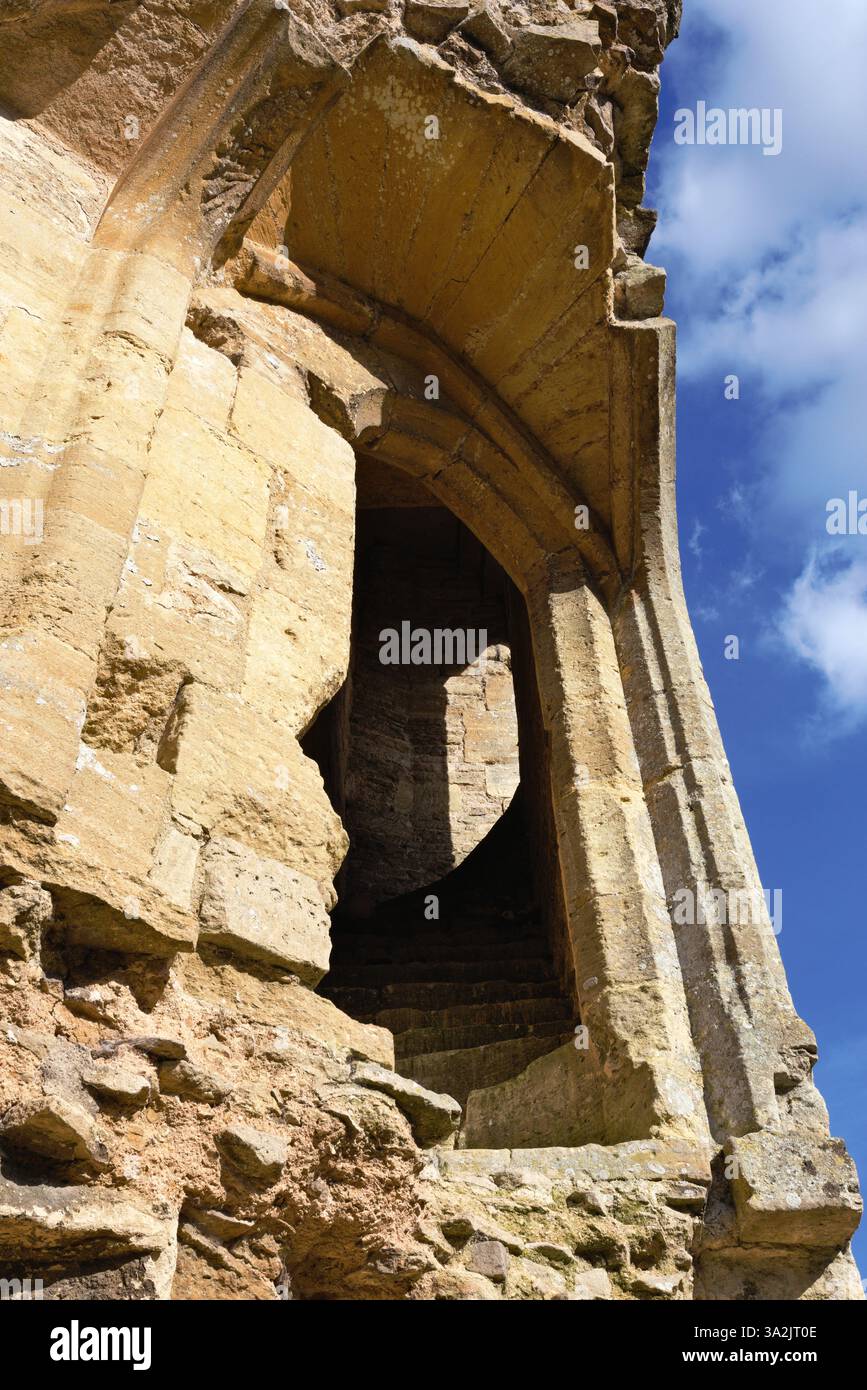 Stairs going nowhere at Minster Lovell Hall ruins Stock Photo - Alamy