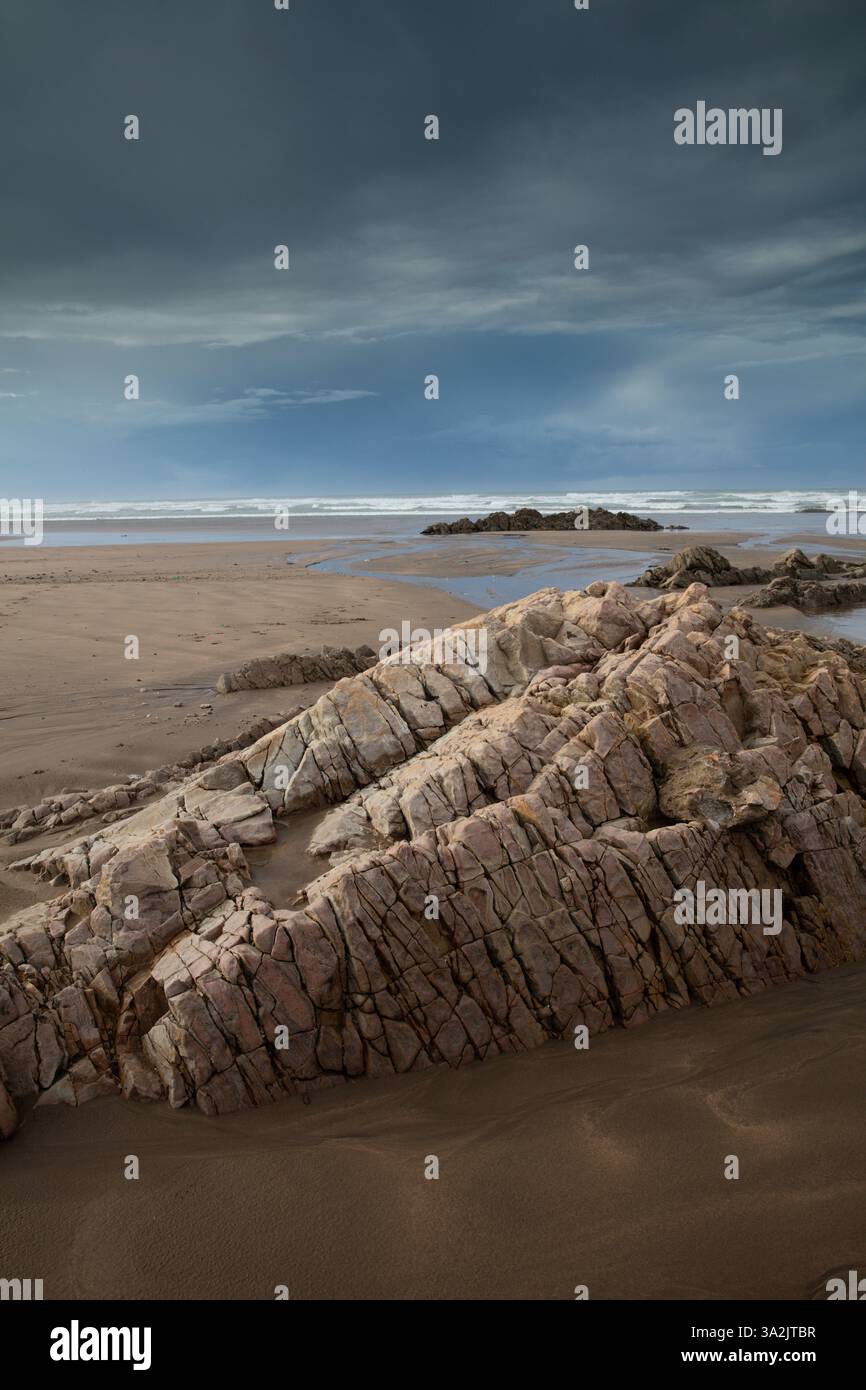 Rocks on the beach in Casablanca, Morocco in Africa. A coastal ...