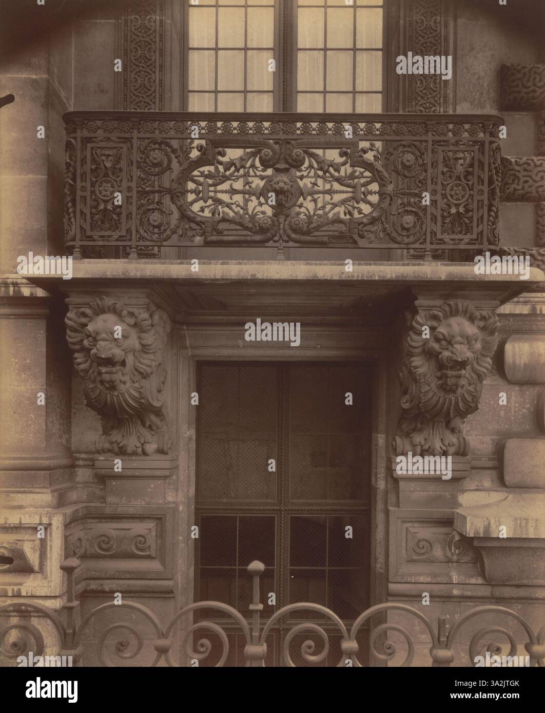 This 1905 photograph by Eugène Atget features the balcony of the Louvre ...