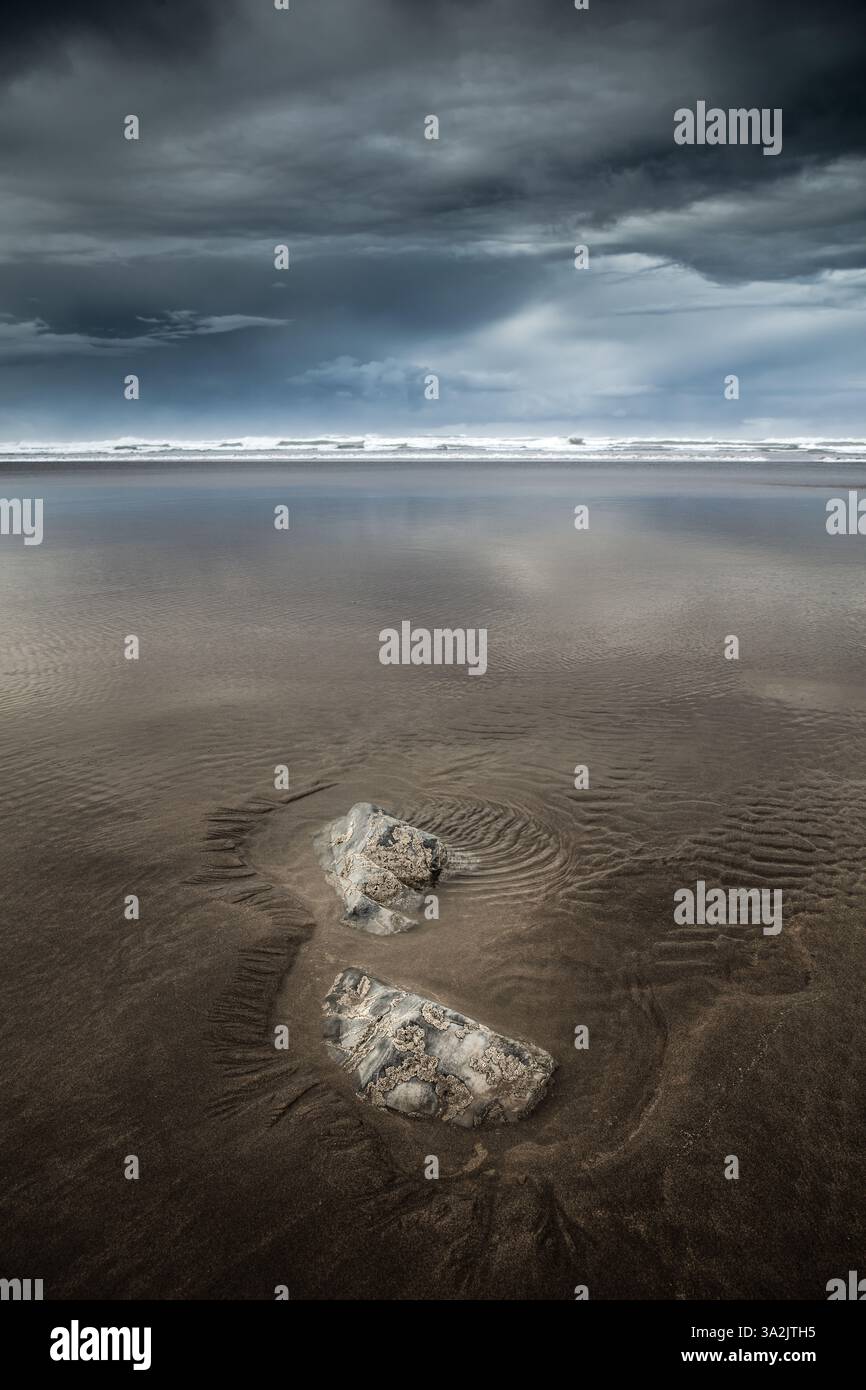 Rocks on the beach in Casablanca, Morocco in Africa. A coastal ...