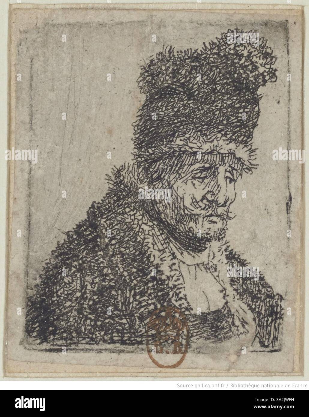 This Rembrandt portrait features deep contrasts of light and shadow ...