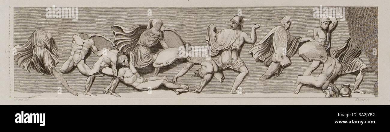 The basso relievo works, originating from the Ionic temple depicted in ...