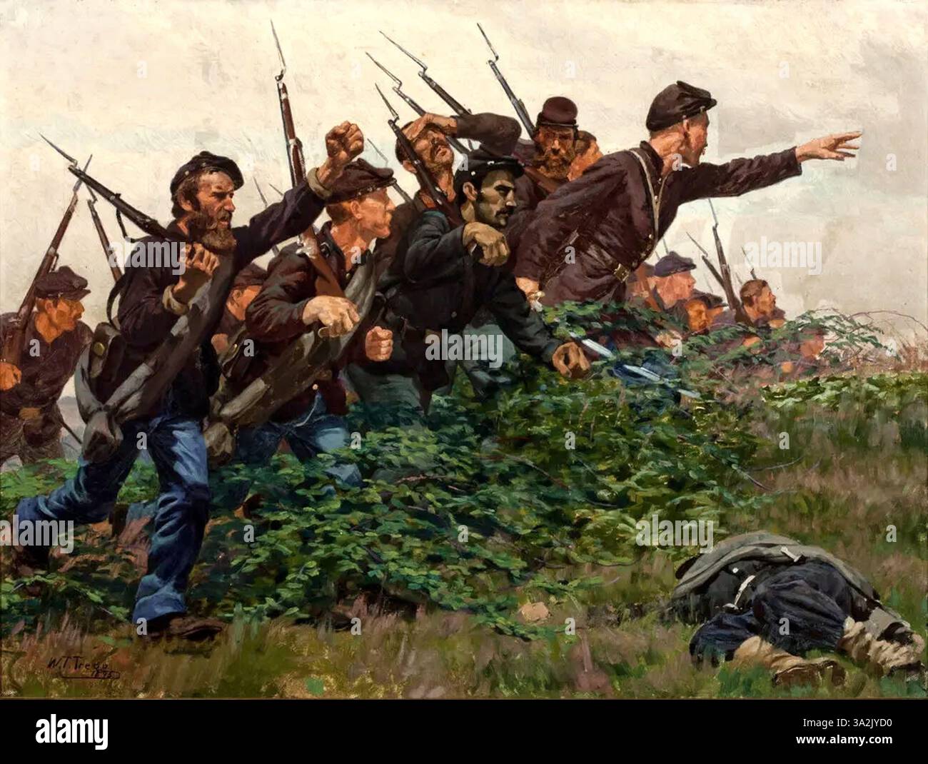 'Union Soldiers in Combat' (1895) by William B. T. Trego portrays a ...