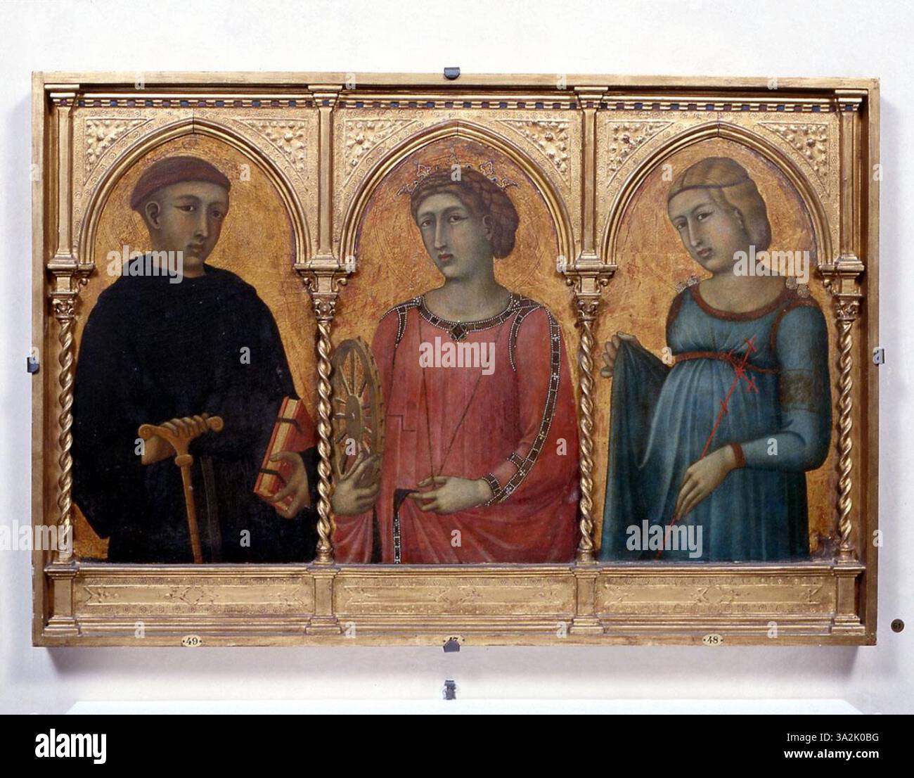 This piece by Pietro Lorenzetti depicts three saints: Saint Leonard ...