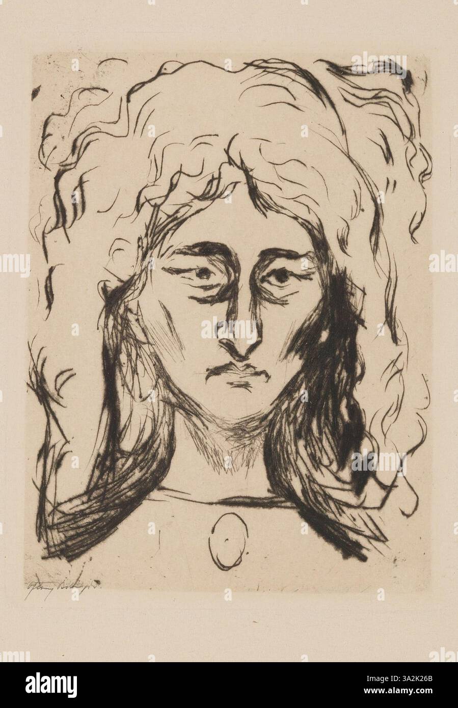 This painting, titled 'Head of a Woman', showcases Edvard Munch’s ...