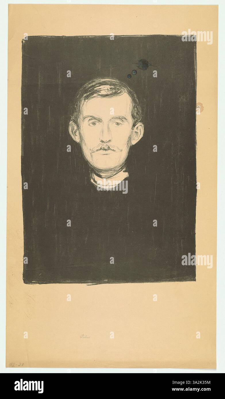 This self-portrait by Edvard Munch depicts the artist in a reflective ...