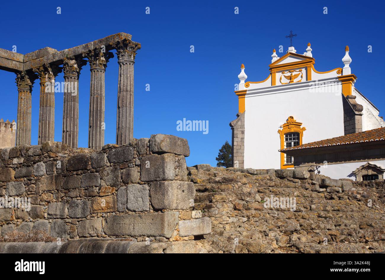 Roman ruins of Diana's Temple and the chapel of Saint John the ...
