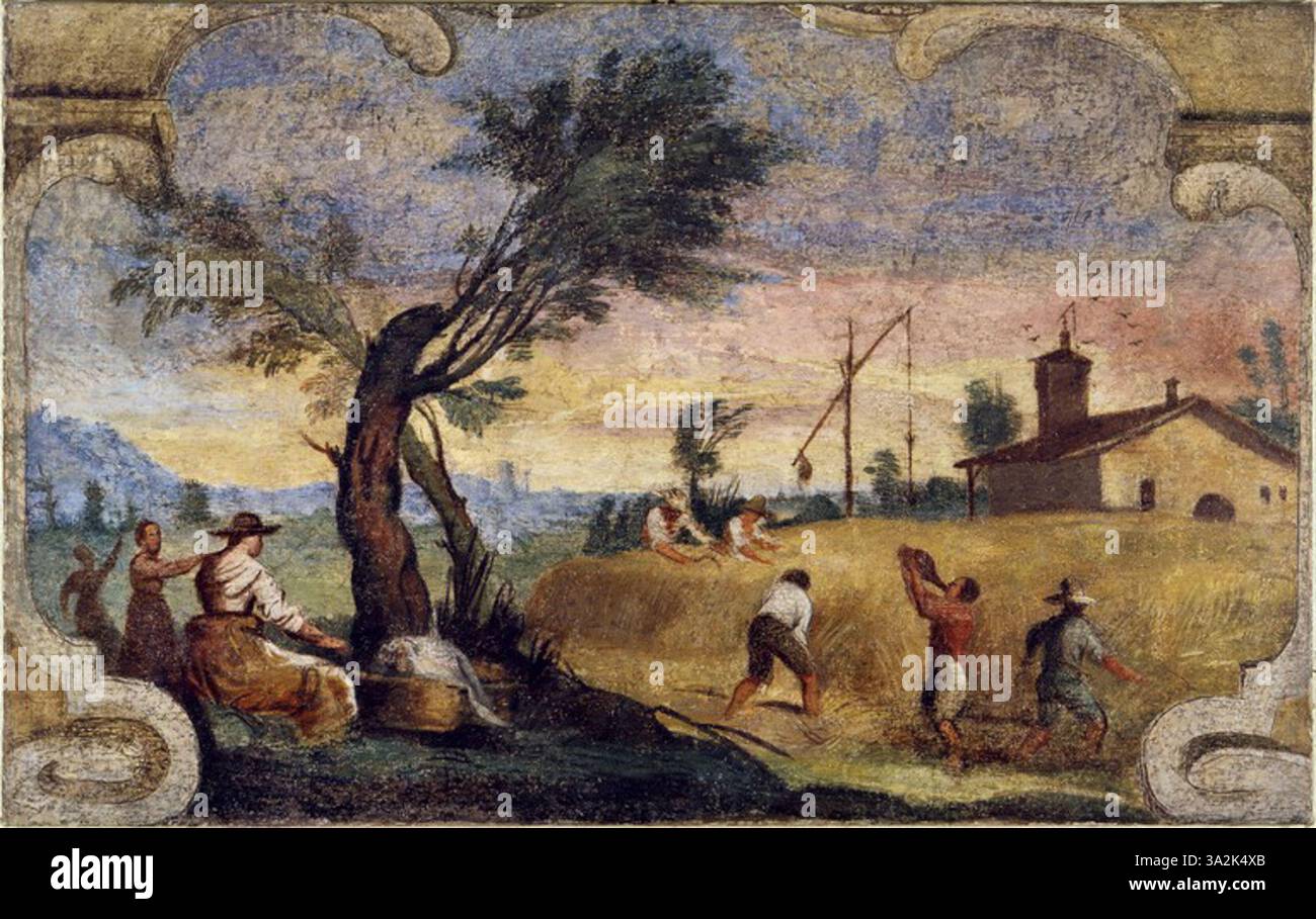 Guercino’s painting 'Harvesting' depicts workers engaged in the act of ...