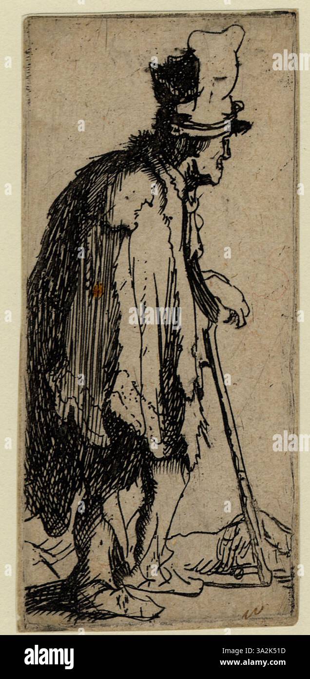 Rembrandt’s etching showcases his mastery of portraiture, with a ...