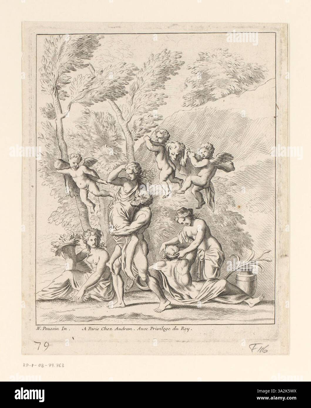 An engraving by Gérard Audran, depicting Hercules carrying Deianeira ...