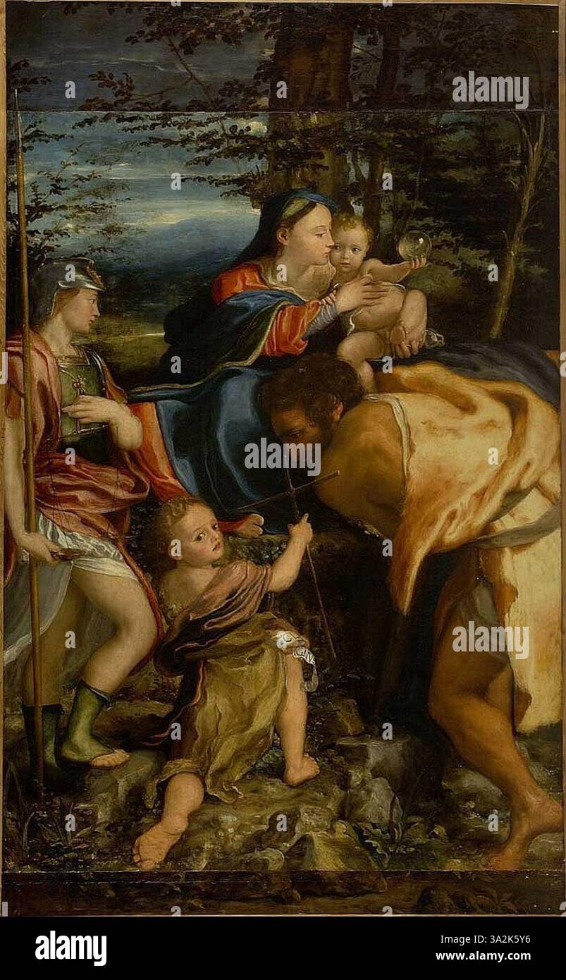 A cropped version of Giorgio Gandini del Grano’s artwork featuring the Madonna and Child, Saint ...