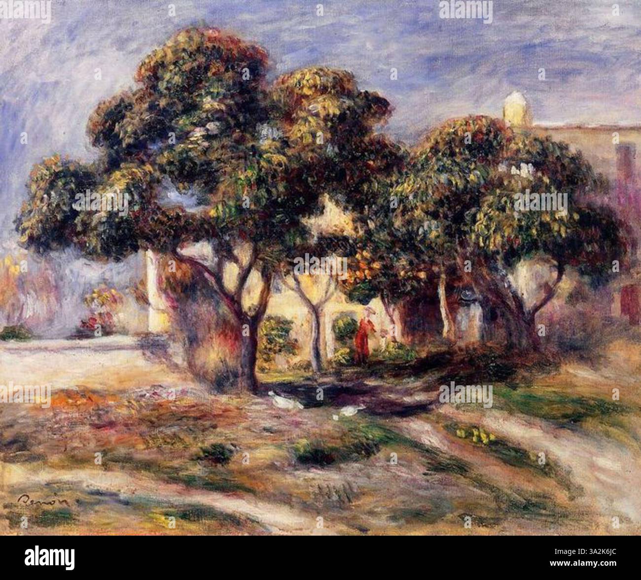 This landscape from Cagnes by Renoir features a scene filled with trees ...