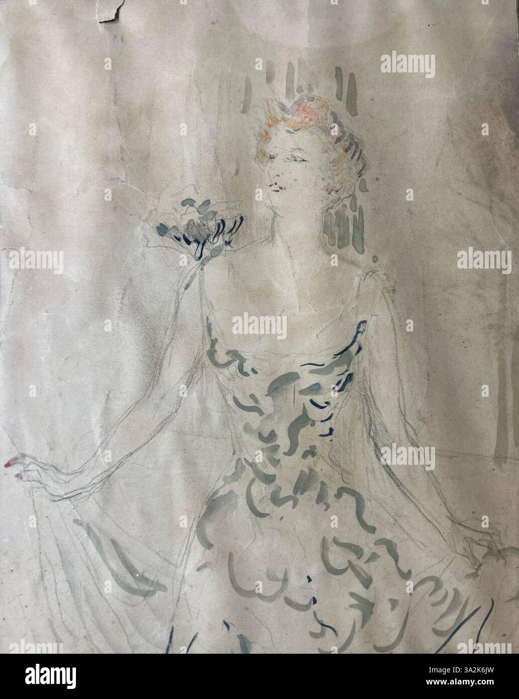 This artwork features Emma Calvé, a French opera singer, captured in a ...