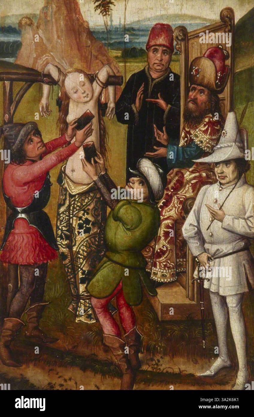 Panel 6 from The Little Martyrdoms, c.1480, depicts the suffering of a ...