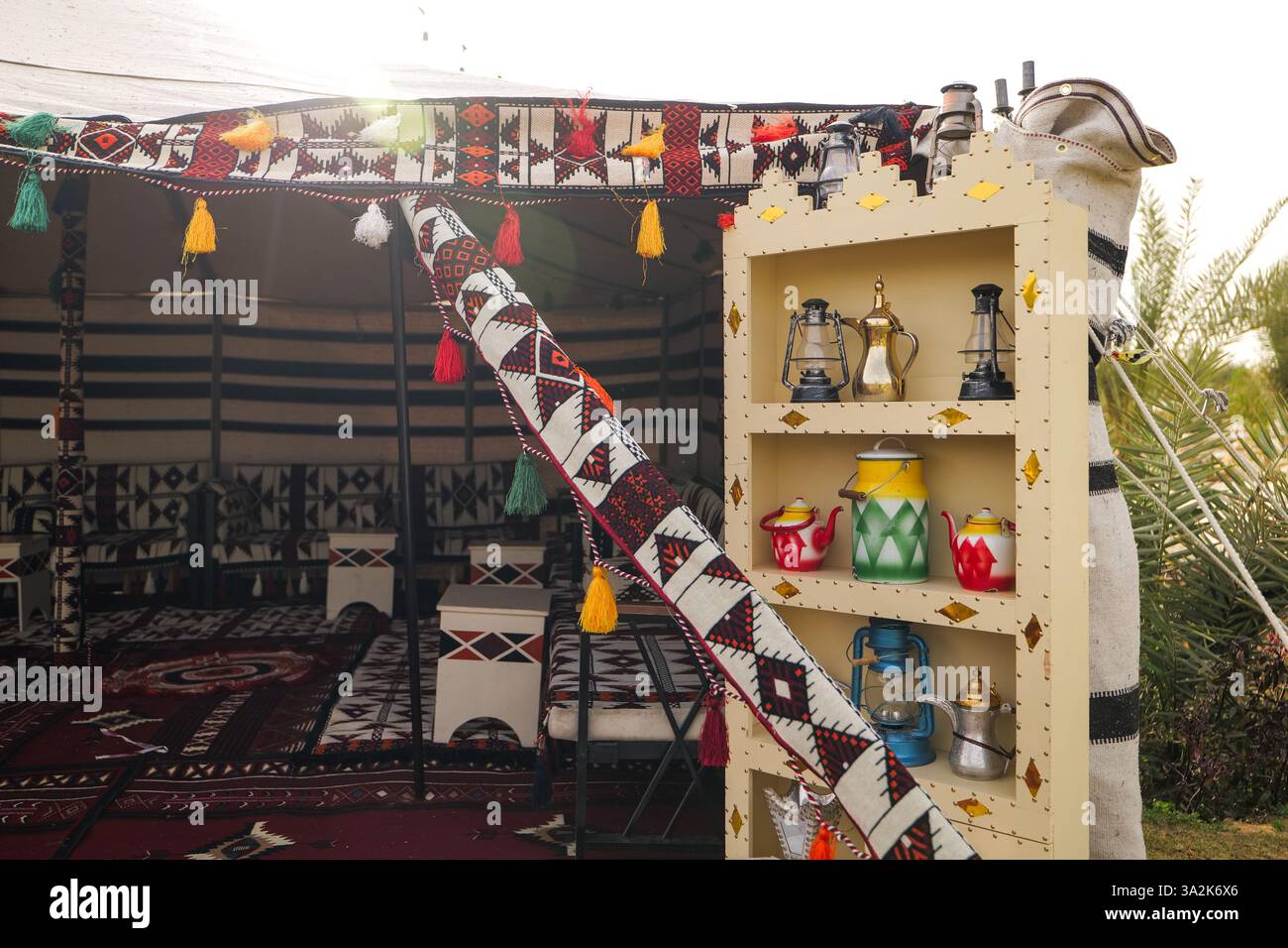 Traditional Bedouin Tent Interior in Saudi Arabia Stock Photo - Alamy