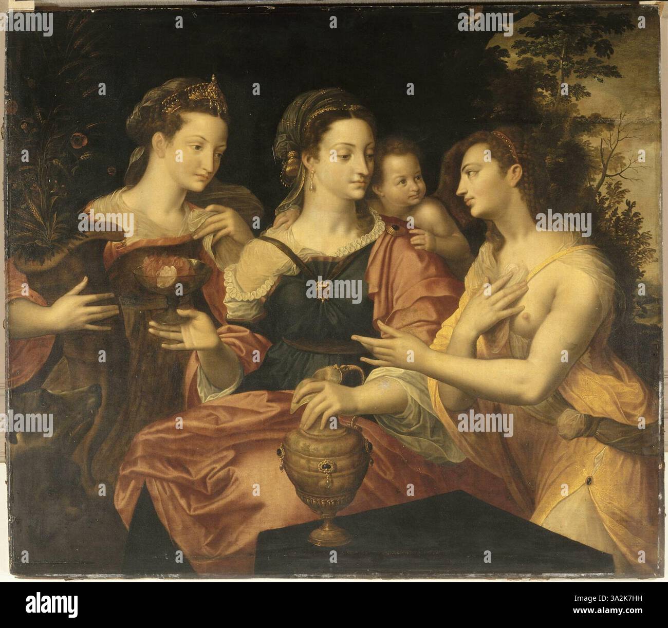 This painting, 'Venus and Psyche,' portrays the mythological figures ...