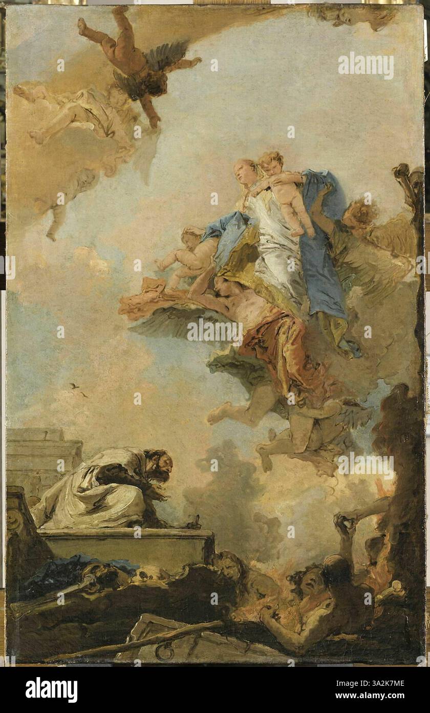 This painting depicts the appearance of the Virgin of Mount Carmel to ...