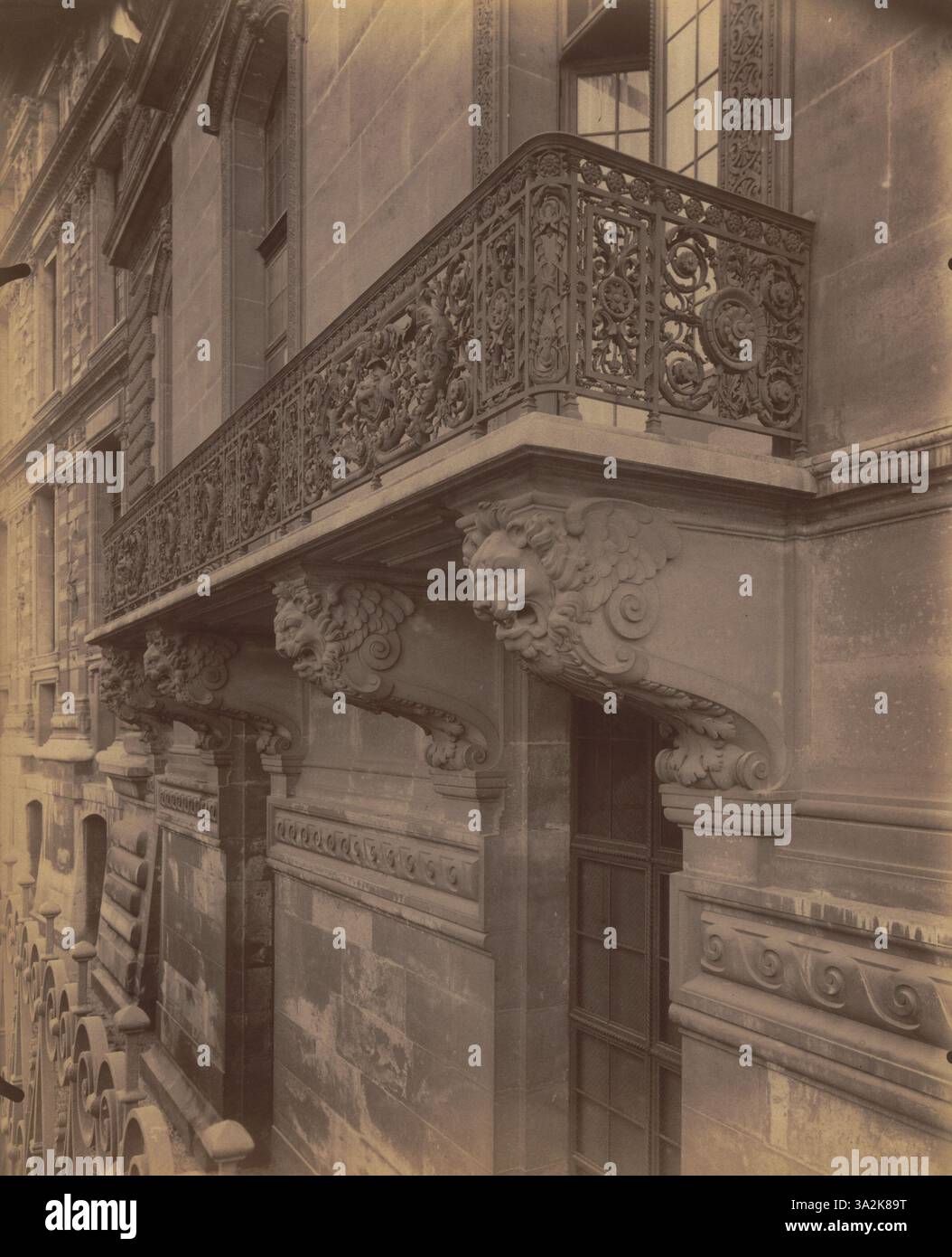 This 1905 image by Eugène Atget captures the balcony of the Louvre ...