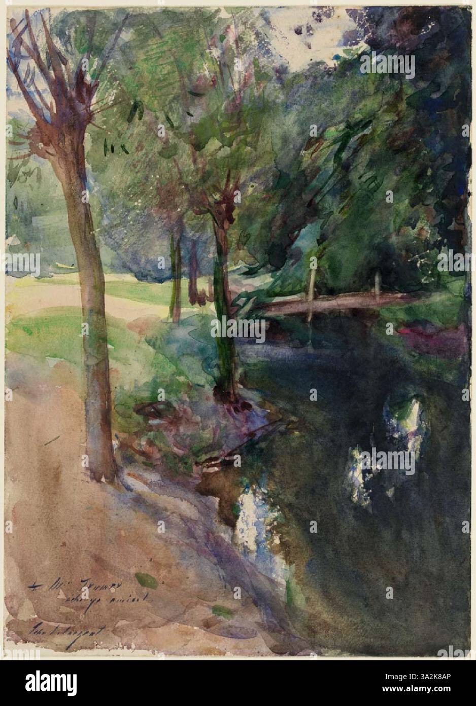 In *The Shadowed Stream*, John Singer Sargent captures a quiet stream ...