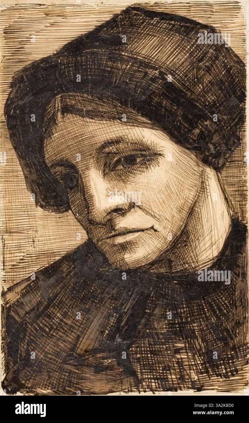 This work by Vincent van Gogh features a portrait of a woman, with ...