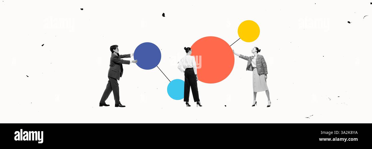 Business team holding interconnected spheres, symbolizing teamwork ...