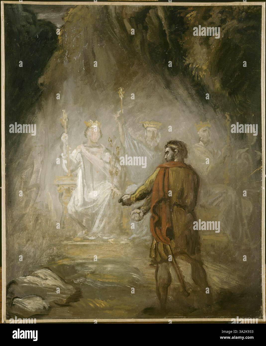 This sketch captures the moment when Macbeth sees the ghosts of kings ...