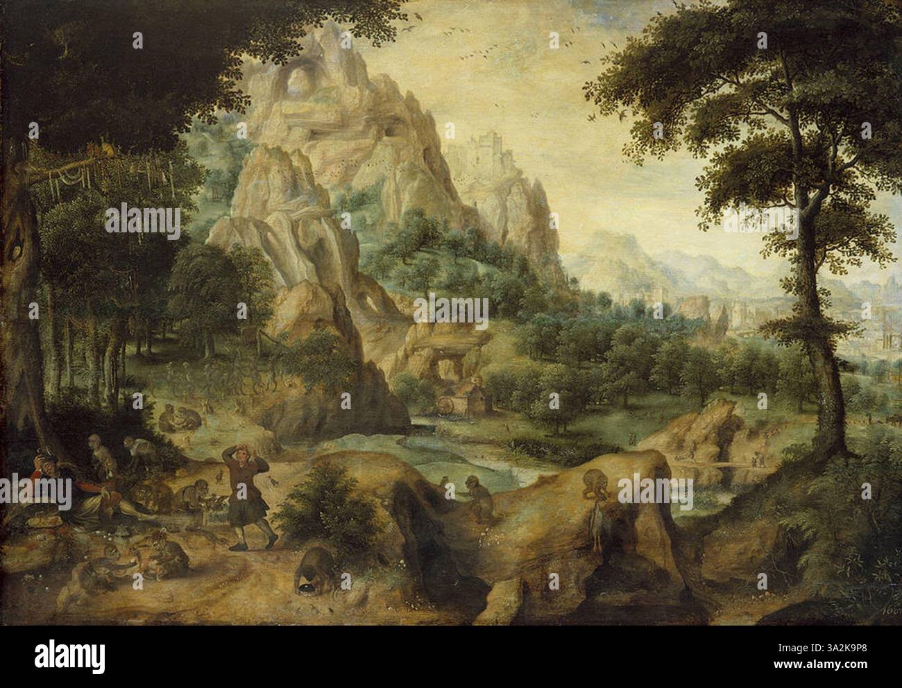 This painting by Herri met de Bles depicts a group of monkeys looting ...
