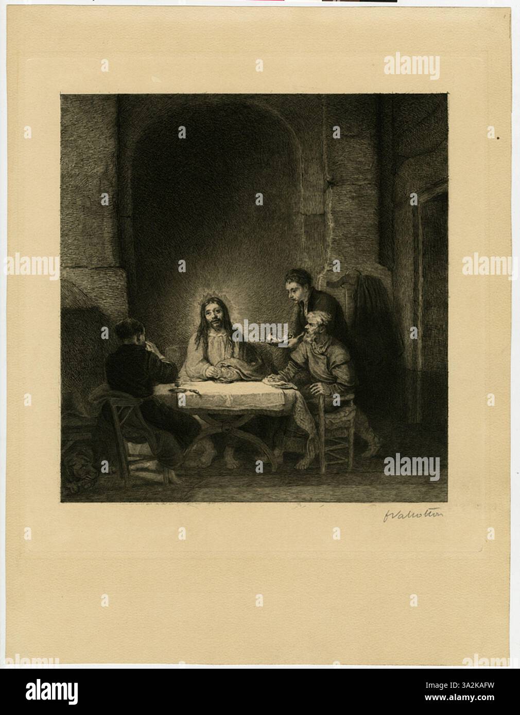 'Les pèlerins d'Emmaüs' depicts a biblical scene where two pilgrims ...