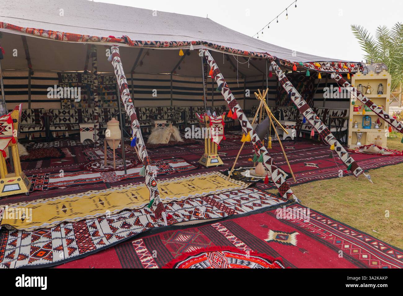 Traditional Bedouin Tent Interior in Saudi Arabia Stock Photo - Alamy