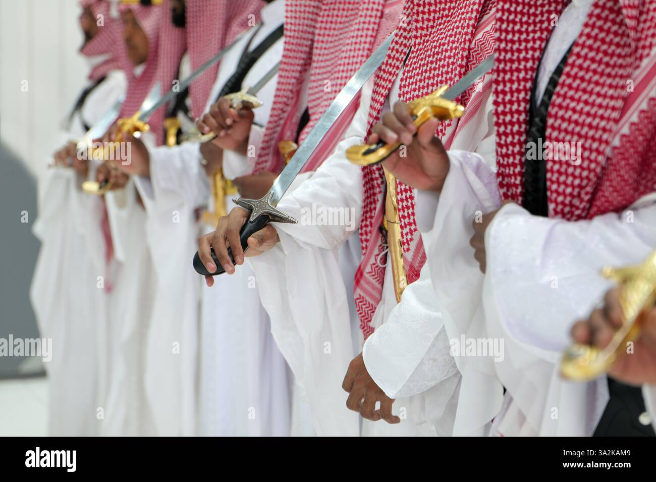 Traditional Saudi Arabian Sword Dance - Ardah Performance Stock Photo ...