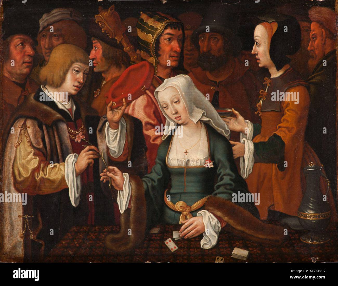 This 16th-century painting, after Lucas van Leyden, portrays a woman ...