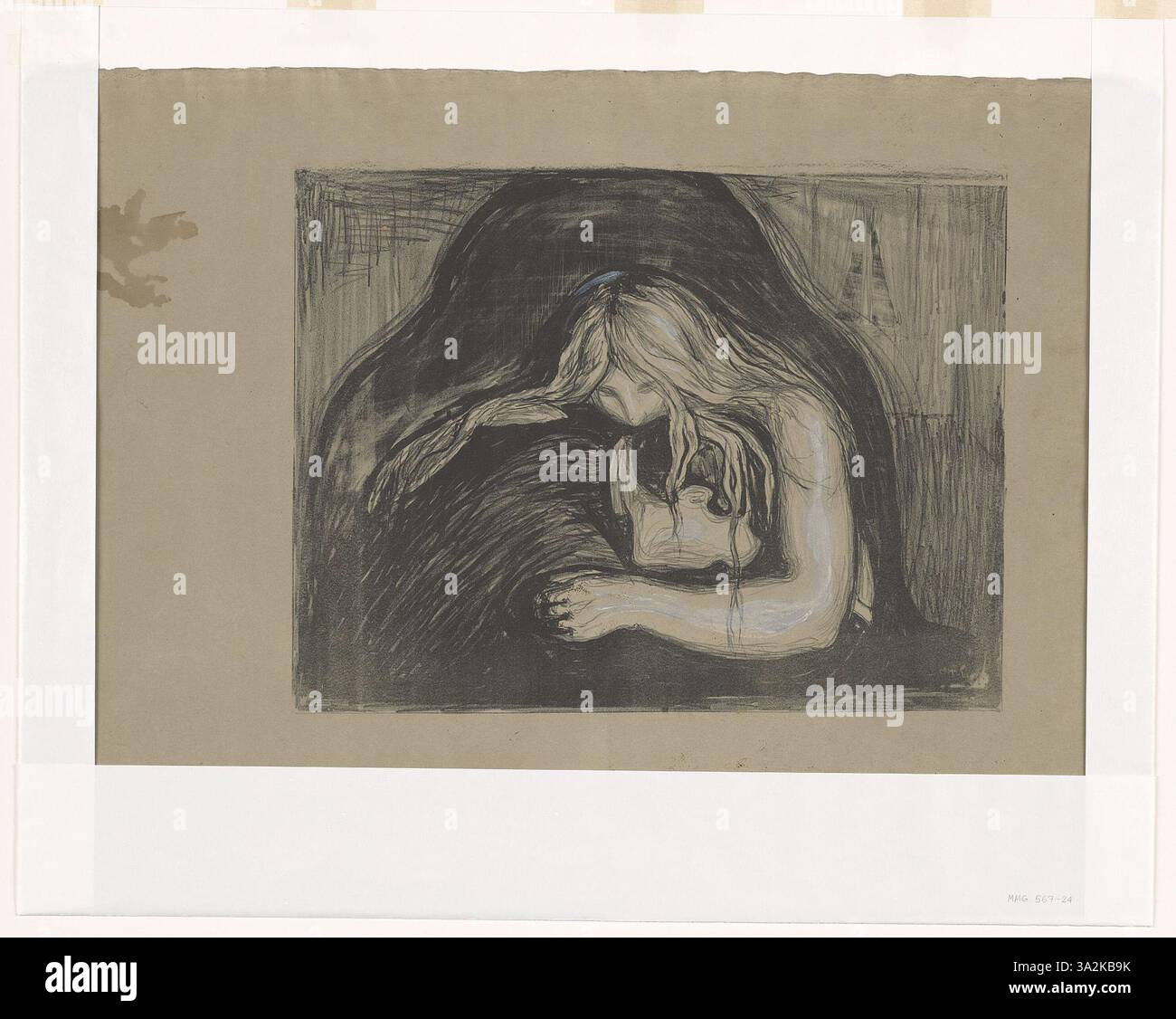 'Vampire I' depicts a figure embracing another in a passionate, yet ...