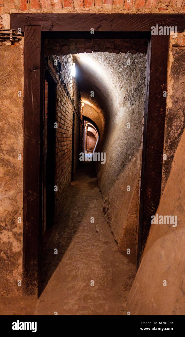 A corridor of the casemates, an underground prison in Spilberk Castle ...